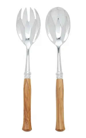 ALAIN SAINT-JOANIS Riviera Silver-plated Olivewood Salad Set - Brown