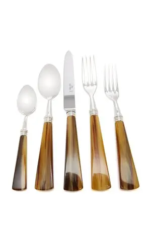 ALAIN SAINT-JOANIS Tonia Silver-plated Horn Silverware Set - Brown