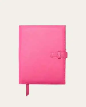 ROYCE NEW YORK Monogrammed Executive Weekly Leather Calendar Planner, Personalized Bright Pink