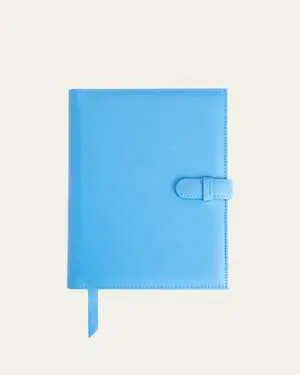 ROYCE NEW YORK Monogrammed Executive Weekly Leather Calendar Planner, Personalized Light Blue
