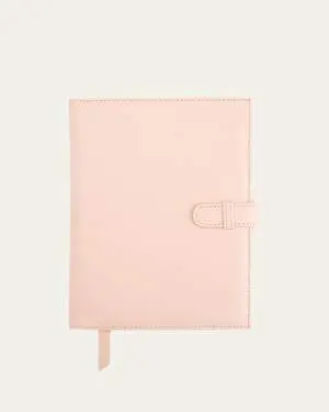 ROYCE NEW YORK Monogrammed Executive Weekly Leather Calendar Planner, Personalized - Light Pink