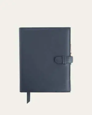 ROYCE NEW YORK Monogrammed Executive Weekly Leather Calendar Planner, Personalized Navy Blue