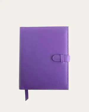ROYCE NEW YORK Monogrammed Executive Weekly Leather Calendar Planner, Personalized - Purple