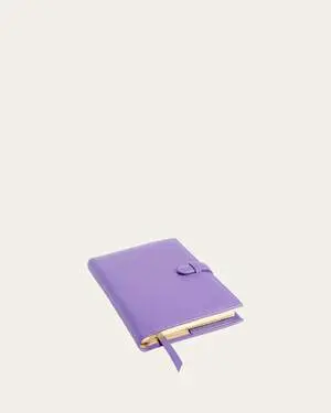 ROYCE NEW YORK Monogrammed Executive Weekly Leather Calendar Planner, Personalized - Purple