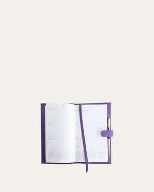 ROYCE NEW YORK Monogrammed Executive Weekly Leather Calendar Planner, Personalized - Purple
