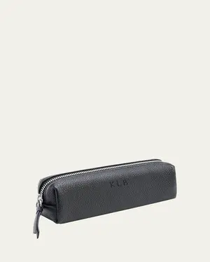 ROYCE NEW YORK Pebbled Leather Pencil Case, Personalized