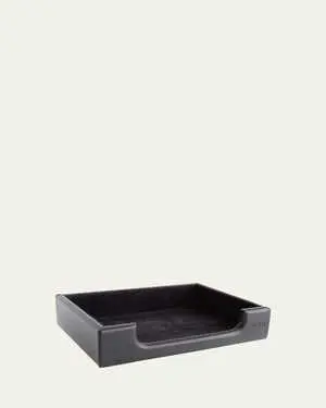 ROYCE NEW YORK Personalized Leather Note Desk Tray - Black