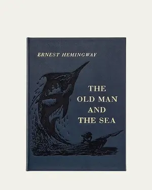 GRAPHIC IMAGE The Old And The Sea" Leather Bound Book Ernest Hemingway - Navy
