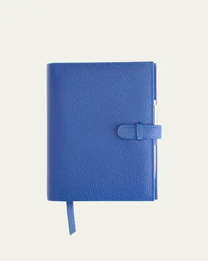 ROYCE NEW YORK Monogrammed Leather Executive Journal With Rollerball Pen, Personalized Cobalt Blue