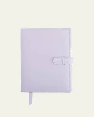 ROYCE NEW YORK Monogrammed Leather Executive Journal With Rollerball Pen, Personalized Lavender