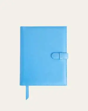 ROYCE NEW YORK Monogrammed Leather Executive Journal With Rollerball Pen, Personalized Light Blue