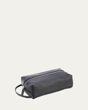 ROYCE NEW YORK Monogrammed Compact Leather Toiletry Bag, Personalized - Black