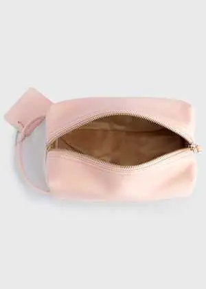 ROYCE NEW YORK Monogrammed Compact Leather Toiletry Bag, Personalized Blush Pink