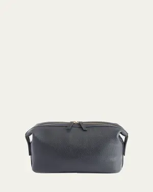 ROYCE NEW YORK Monogrammed Large Leather Toiletry Bag, Personalized - Black