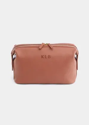 ROYCE NEW YORK Monogrammed Large Leather Toiletry Bag, Personalized One-color