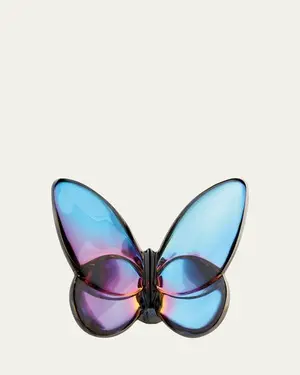 THE MARTHA, BY BACCARAT 2.5" Lucky Crystal Blue Scarabee Butterfly Blue