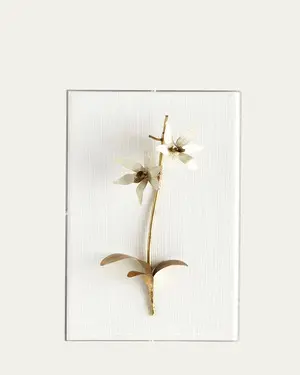 TOMMY MITCHELL Original Gilded Orchid On White Linen - Gold