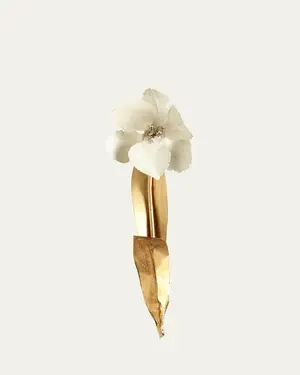 TOMMY MITCHELL Original Gilded Single Tulip Study On Linen - Gold