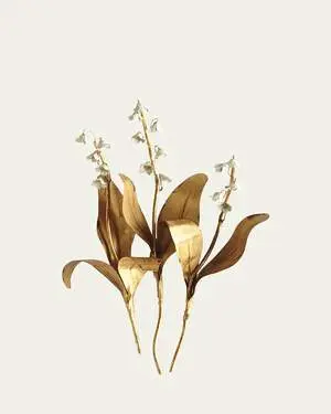 TOMMY MITCHELL Original Gilded Lily Of The Valley On Linen - Gold