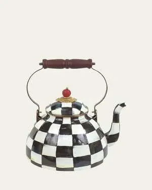 MACKENZIE-CHILDS Courtly Check Two-quart Tea Kettle - Black/white