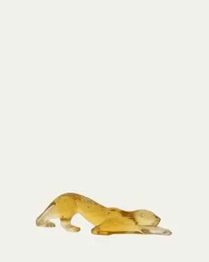Lalique Small Zelia Panther Sculpture - Amber