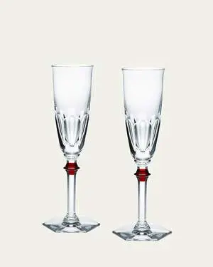 THE MARTHA, BY BACCARAT Harcourt Eve Flute, Set Of 2 - Clear/red