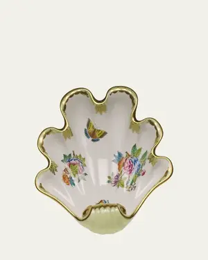 HEREND Queen Victoria Green Large Shell Dish - One-color