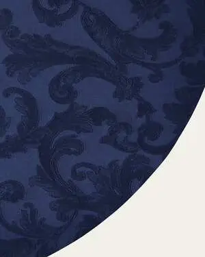 SFERRA Acanthus Jacquard Round Tablecloth, 90"dia - Sapphire