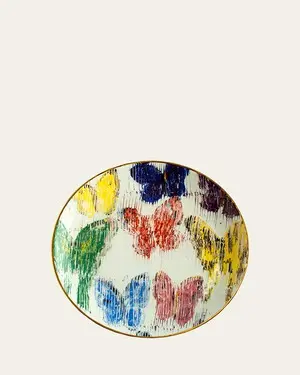 HUNT SLONEM Butterfly Salad Plate With Gold Rim - One-color