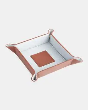 ROYCE NEW YORK Personalized Suede & Leather Catchall Valet Tray - Tan