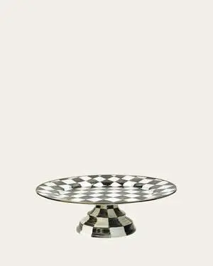 MACKENZIE-CHILDS Courtly Check Enamel Pedestal Platter, Large - Black/white