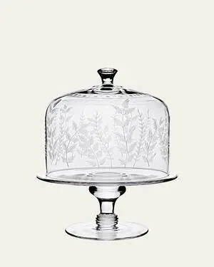 WILLIAM YEOWARD CRYSTAL Fern Cake Stand & Dome - Clear