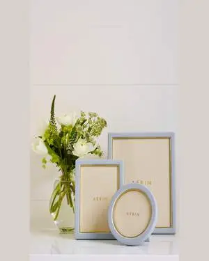 Aerin Piero Leather Photo Frame, 5" X 7 - Blue