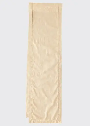 SFERRA Acanthus Jacquard Table Runner, 15" X 90" Parchment
