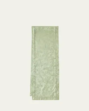 SFERRA Acanthus Jacquard Table Runner, 15" X 90" Sage
