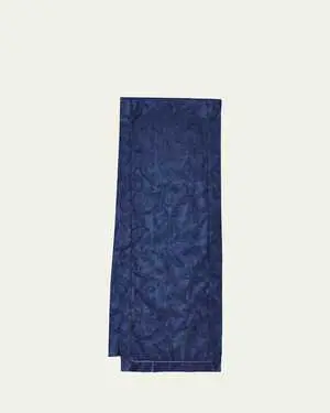 SFERRA Acanthus Jacquard Table Runner, 15" X 90" Sapphire