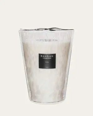 BAOBAB COLLECTION White Pearls Scented Candle, 13.8" - White/pink