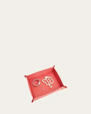 ROYCE NEW YORK Monogrammed Large Catchall Leather Valet Tray, Personalized - Red