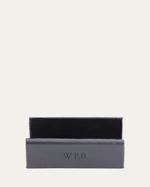 ROYCE NEW YORK Personalized Leather Business Card Display Holder - Black