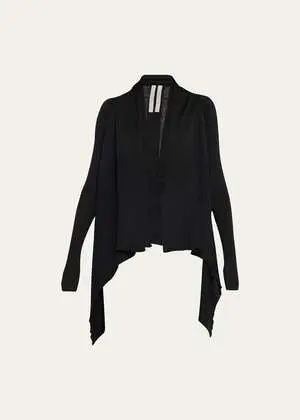 Rick Owens Shawl Wrap Wool Cardigan - Black