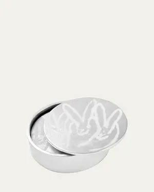 HUNT SLONEM Silver Leaf Bunny Coaster Box 4 Coasters - Multi