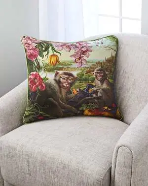 YANA MOVCHAN Monkey Falling In My Dream Accent Pillow - Multi