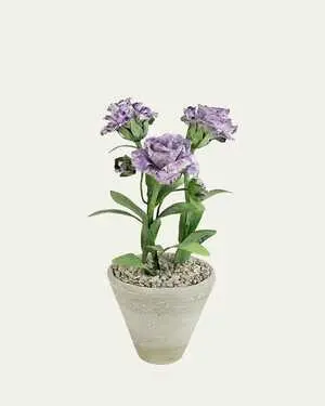 TOMMY MITCHELL Carnation January Birth Flower In White Terracotta Pot - Lavender