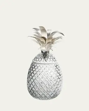 WILLIAM YEOWARD CRYSTAL Isadora 26" Silver Pineapple Centerpiece - Clear/silver