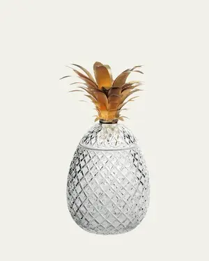 WILLIAM YEOWARD CRYSTAL Isadora 26" Gold Pineapple Limited Edition Centerpiece - Clear/gold
