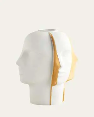 Jonathan Adler Atlas Split Vase - White/gold