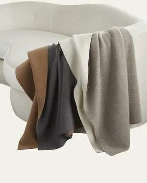 Sofia Cashmere Double-face Cashmere Throw Gray/white