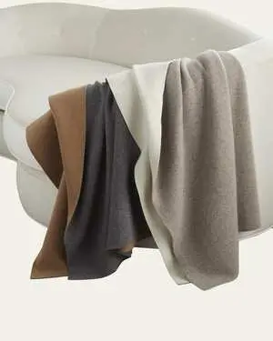 Sofia Cashmere Double-face Cashmere Throw - Ivory