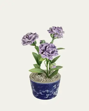 TOMMY MITCHELL Carnation January Birth Flower In Ceramic Pot