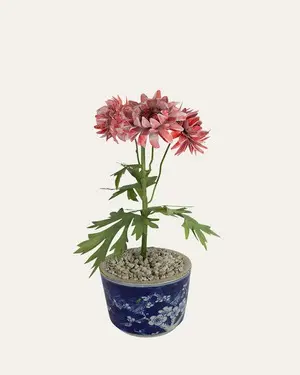 TOMMY MITCHELL Crysanthemum November Birth Flower In Ceramic Pot - Pink